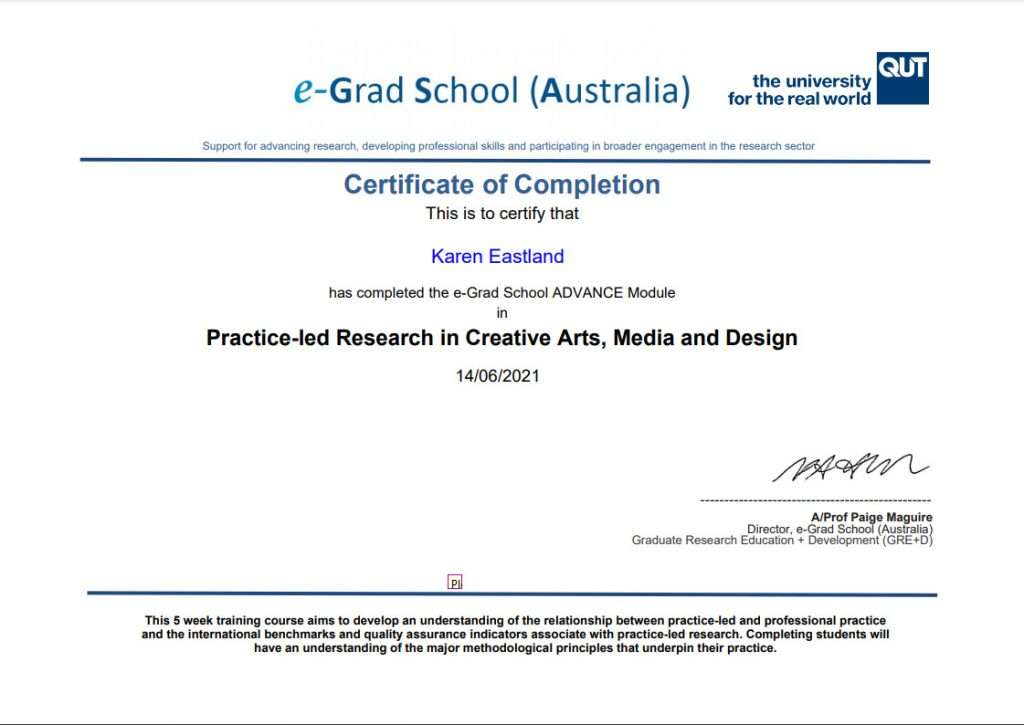 Practice-led Research - Karen Eastland